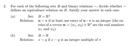 Solved For Each Of The Following Sets B And Binary Relations