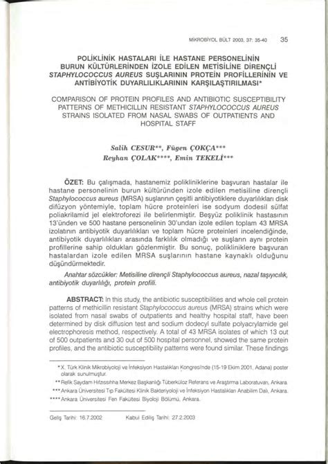 Pdf Comparison Of Protein Profiles And Antibiotic Susceptibility Patterns Of Methicillin