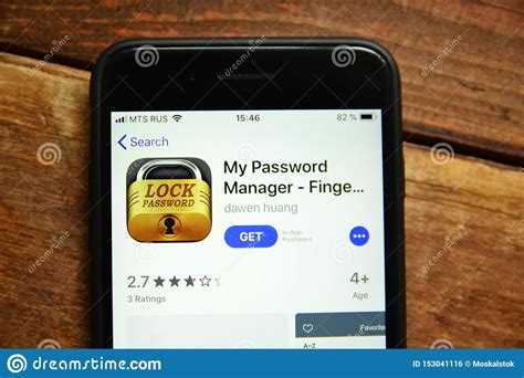Mobile Application For Saving And Managing Passwords On A Smartphone Editorial Photo Image Of