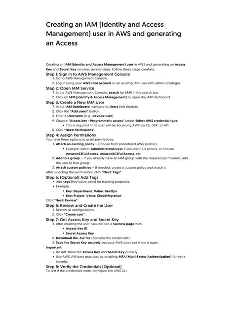 Creating An Iam Identity And Access Management User In Aws And