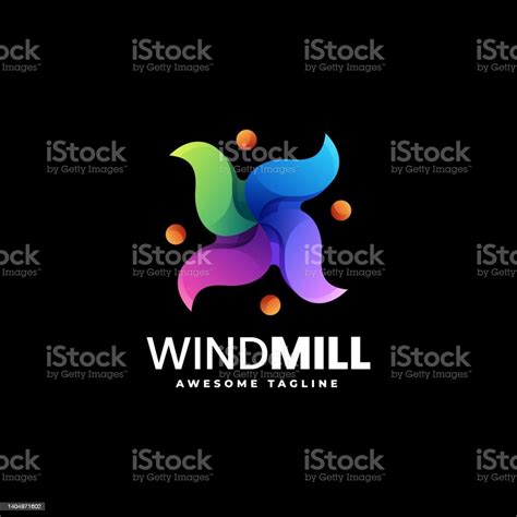 로고 일러스트 레이 션 풍차 그라디언트 다채로운 스타일 바람개비에 대한 스톡 벡터 아트 및 기타 이미지 바람개비 개념