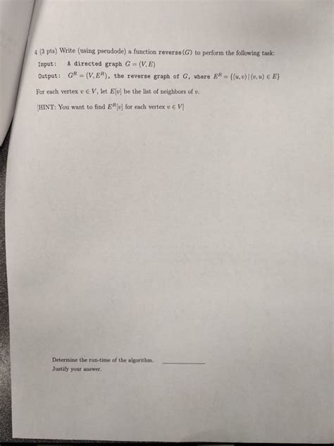 Solved 4 3 Pts Write Using Pseudode A Function