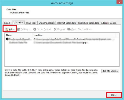 How To Add Close And Remove Data File In Outlook