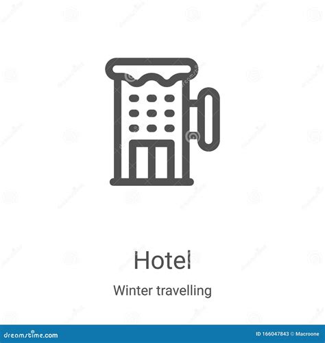 Hotel Icon Vector From Winter Travelling Collection Thin Line Hotel Outline Icon Vector