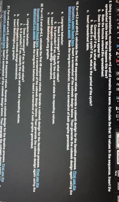 Solved 8 Using A Spreadsheet Recalculate When M2 And ×0