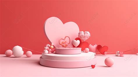 3d 하트가 특징인 발렌타인 데이 핑크색 종이 스타일 제품 쇼케이스 연단 발렌타인 데이 배경 하트 타일 배경 연단 배경 이미지 Hd 발렌타인 데이 하트 타일 연단