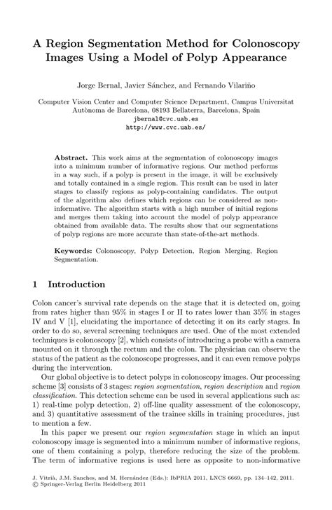 Pdf A Region Segmentation Method For Colonoscopy Images Using A Model