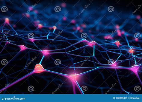 3d Digital Illustration Of A Neural Network With Interconnected Nodes