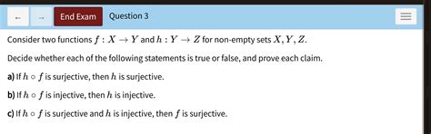 Solved Consider Two Functions Fx→y And Hy→z For Non Empty