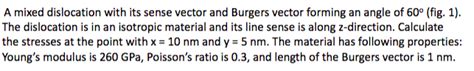 Solved A Mixed Dislocation With Its Sense Vector And Burgers