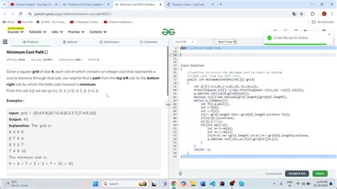 minimum cost path gfg potd dijkstra algorithm youtube