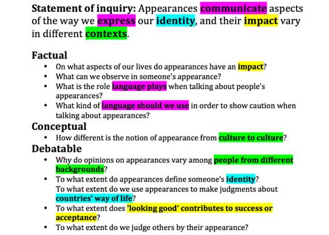 How To Write A Statement Of Inquiry Myp Google Search In