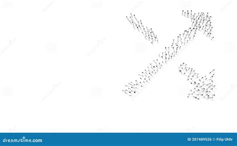 3d Rendering Symbol Of Diagonal Arrows Wrapped In Gold Foil On Dark Blue Background Stock