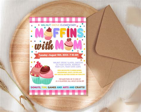Customizable Muffins With Mom Fundraiser Flyer Pto Pta School Church