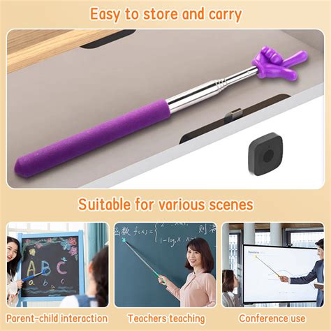 Bevavar Finger Retractable Reading Guide Stick Preschool Teaching Pointer Learning Tools For