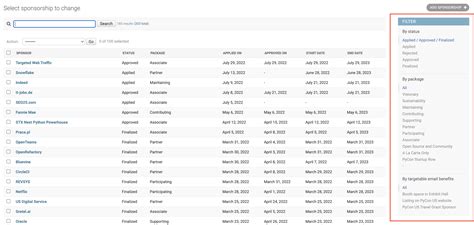 Sponsorship Admin Page Filter Sponsorship By Benefit Issue 2097