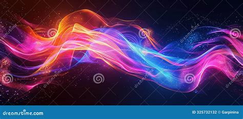 Abstract Colorful Wave Design Element Flowing With Smooth Lines On Gradient Background Neon