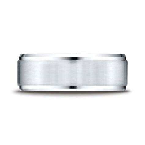 Platinum 8mm Satin Finished Beveled Edge Comfort Fit Band