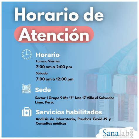 Horario De Atención 🧑🏻‍🔬👩🏻‍🔬 Sanalab