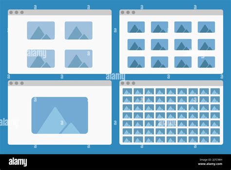 Desktop Interface Window Folders With Picture Icons Isolated Simple Ui Vector Flat Illustration