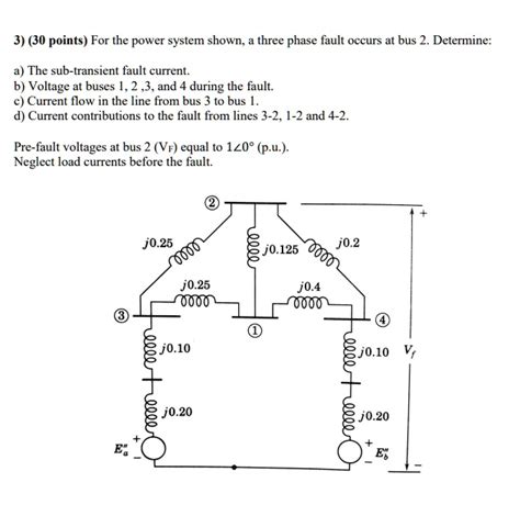 3 30 Points For The Power System Shown A Three Phase Fault Occurs At Bus 2 Determine A