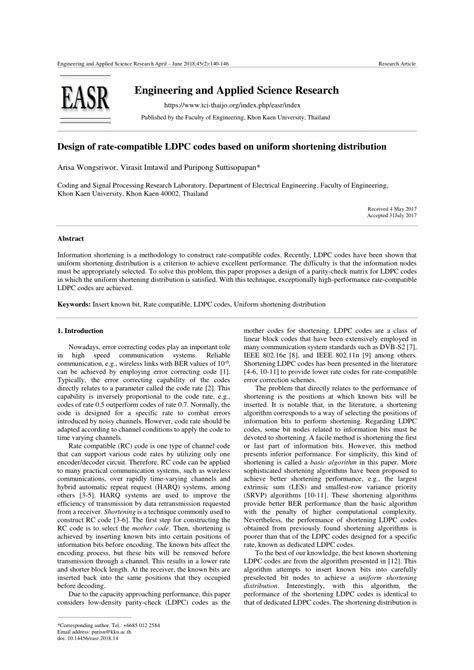 pdf design of rate compatible ldpc codes based on uniform shortening