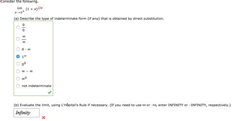 Solved Consider The Following Lim 1x A Describe The