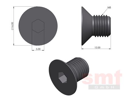 Senkschraube M8x12 Verzinkt ᐅ 0 21€ Din Normteile Baureihe 8 Smt Gmbh