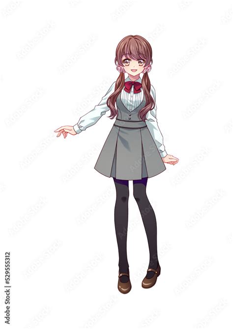 Full Body Illustration Of Anime Style Girl Stock Illustration Adobe Stock