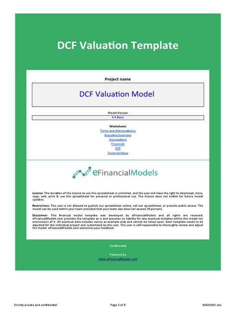 Efm Dcf Model Template 4 4 Basic Pdf Finance And Money Management