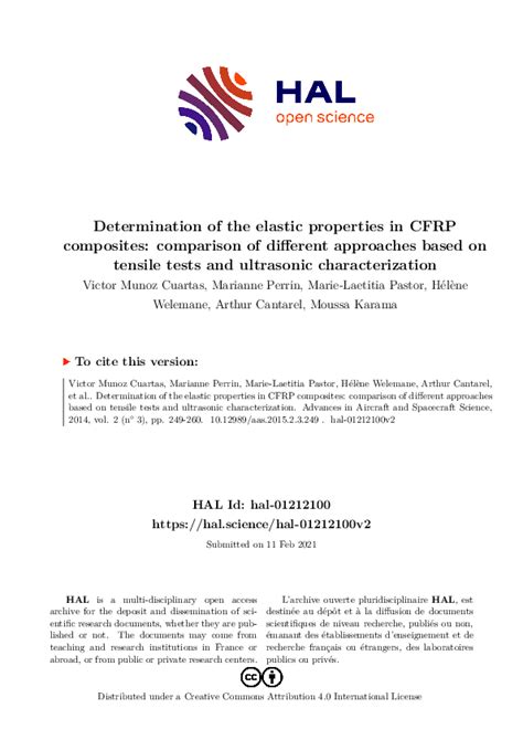 Pdf Determination Of The Elastic Properties In Cfrp Composites Comparison Of Different