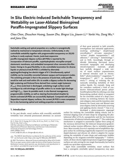 Pdf In Situ Electric‐induced Switchable Transparency And Wettability
