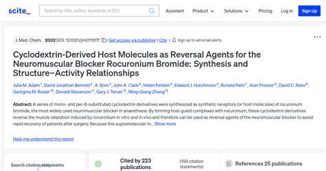 Cyclodextrin Derived Host Molecules As Reversal Agents For The Neuromuscular Blocker Rocuronium