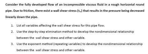 Solved Fluid Mechanics Variables Affecting Shear