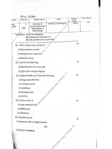 Biostatistics Previous Years Question Paper Pdf