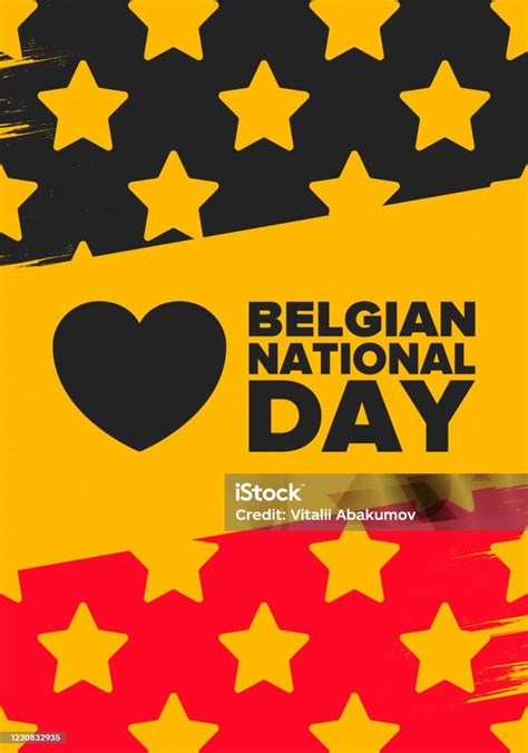 벨기에 국경일 벨기에 독립 기념일 벨기에에서 연례 휴일 줄 21에서 축하 애국적인 디자인 포스터 인사말 카드 배너 및 배경 벡터 일러스트레이션 21에 대한 스톡 벡터 아트