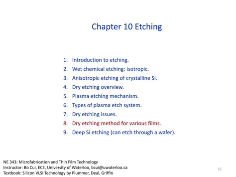 Ppt Introduction To Etching Wet Chemical Etching Isotropic Anisotropic Etching Of