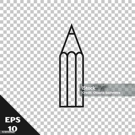 투명 한 배경에 격리 된 검은 선 연필 아이콘입니다 교육 표지판 그리기 및 교육 도구 학교 사무실 기호입니다 벡터 일러스트레이션 개념에 대한 스톡 벡터 아트 및 기타 이미지