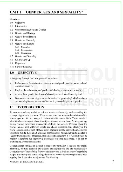 Unit 1 Gender Unit 1 Gender Sex And Structure 1 Objective 1