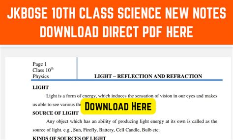 Jkbose Th Class Science Notes Download Direct Pdf Here