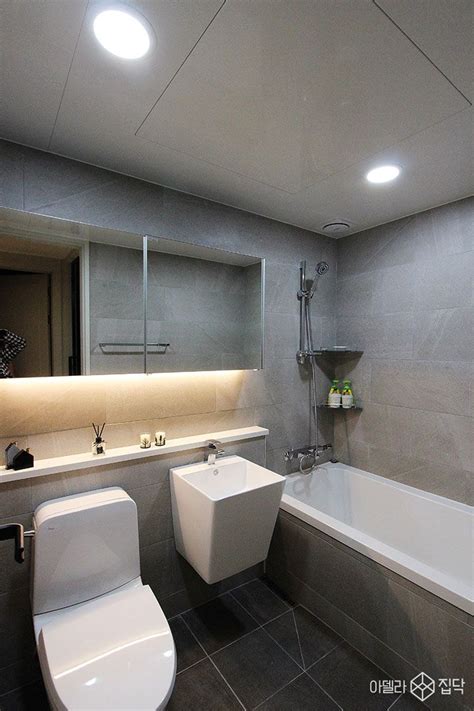 욕실젠다이간접조명벽타일바닥타일 Apartment Restaurant Interior Living Room Interior
