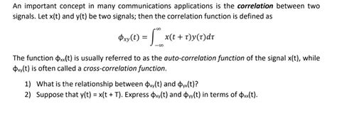 Solved An Important Concept In Many Communications Chegg Com