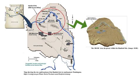 Map Showing The Size And Location Of Hanford Site In Southeastern