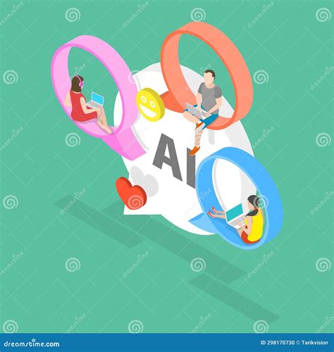 3d Isometric Flat Vector Illustration Of Ai Chat Bot Stock Vector