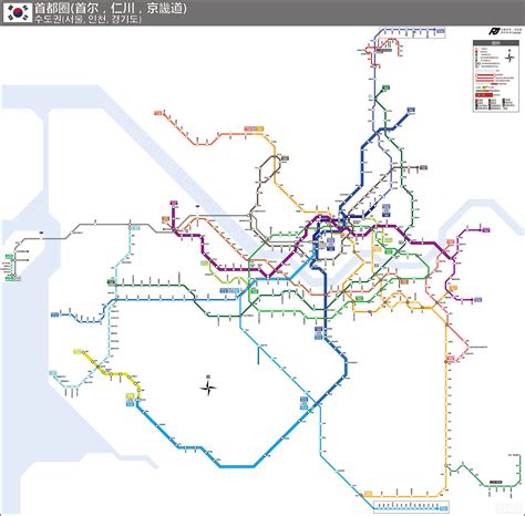 韩国首都圈地铁线路图2015 轨道交通图 地之图