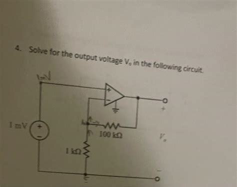 Solved Some For The Output Voltage V In The Following Chegg