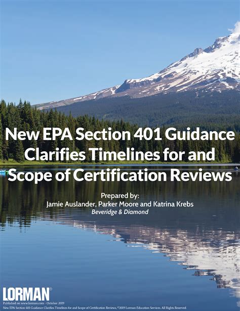 New Epa Section 401 Guidance Clarifies Timelines For And Scope Of