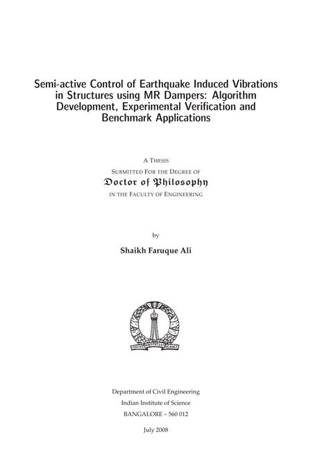 Semi Active Control Of Earthquake Induced Vibrations In Structures