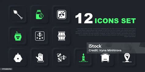 꿀벌을 위한 벌집 벌집 위치 유형 불타는 양초 항아리 꿀 디퍼 스틱 양봉가 장갑 판매 항아리 및 꿀벌 아이콘을 설정합니다 벡터 가격에 대한 스톡 벡터 아트 및 기타 이미지