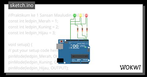 Tugas Praktik Arduino 1 Active High Wokwi ESP32 STM32 Arduino Simulator